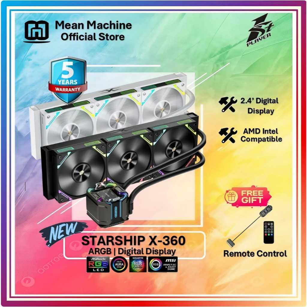 1ST PLAYER Starship X-360 Animated Digital Display ARGB Triple 360mm ...