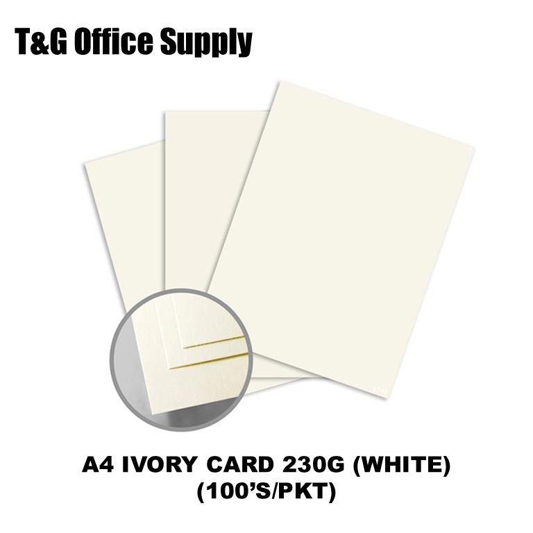 A4 Ivory Card 230gsm White / Hard Card / Thick Paper Card (100's/pkt ...
