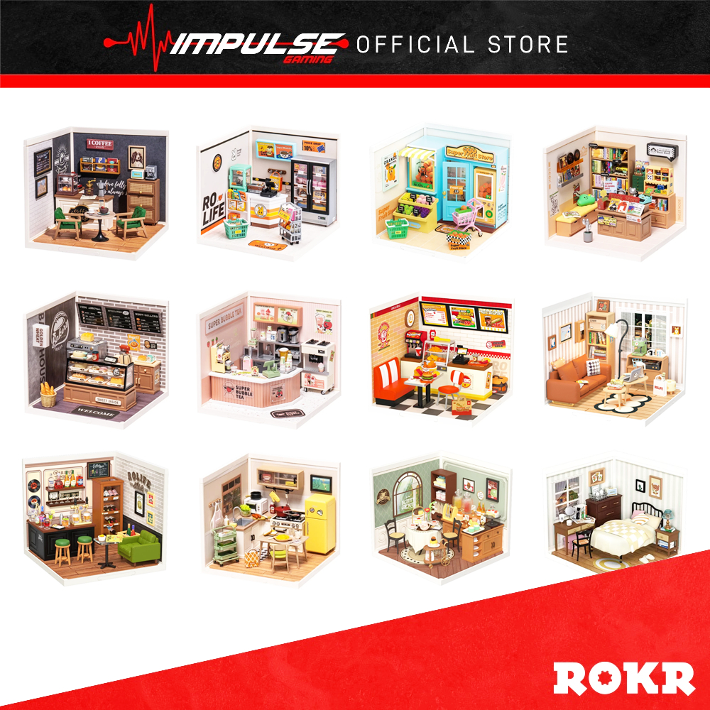 Robotime ROKR Rolife DIY Miniature Store Kit Set - Cafe, Supply Store ...