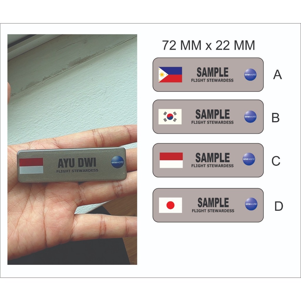 ONE WORLD CUSTOM MADE NAME TAG GOOD QUALITY ONE WORLD NAME TAG AIRLINEs ...