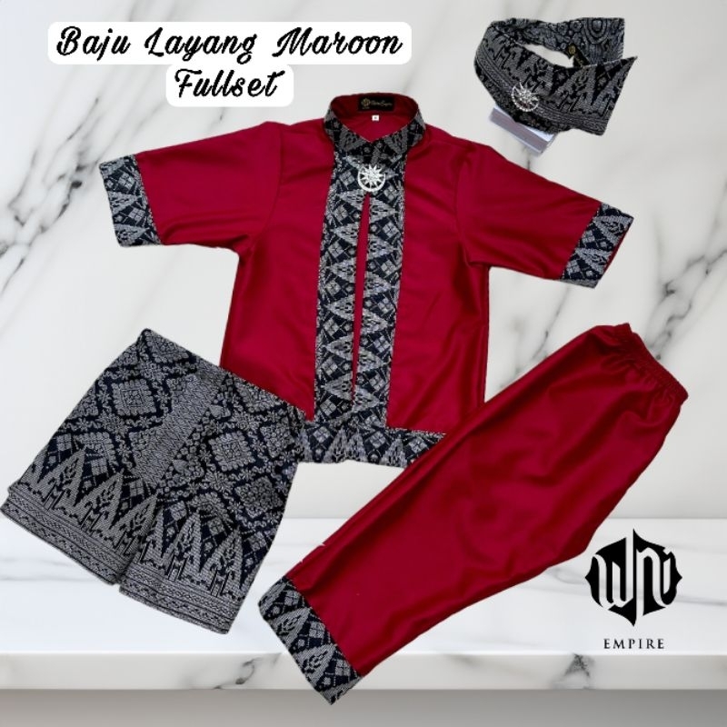 Children's SILAT KITE BAJU (MAROON COTTON) PAHLAWAN MALAY BUSANA ...