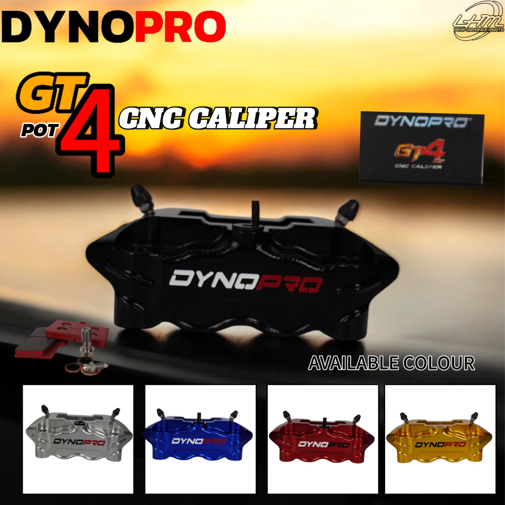 DYNOPRO CNC CALIPER GT4 4POT NEW CALIPER BY DYNOPRO 5 COLOUR | Shopee ...