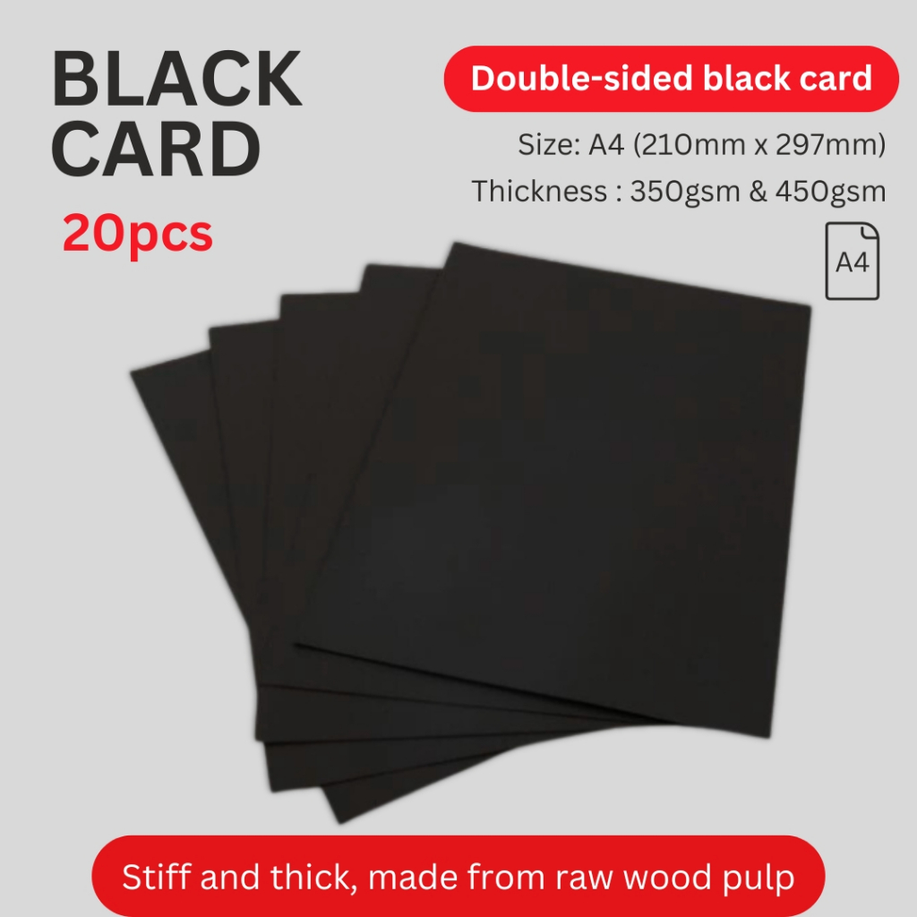350/450GSM A4 Size Black Card / Kad Hitam (20'S) | Shopee Philippines