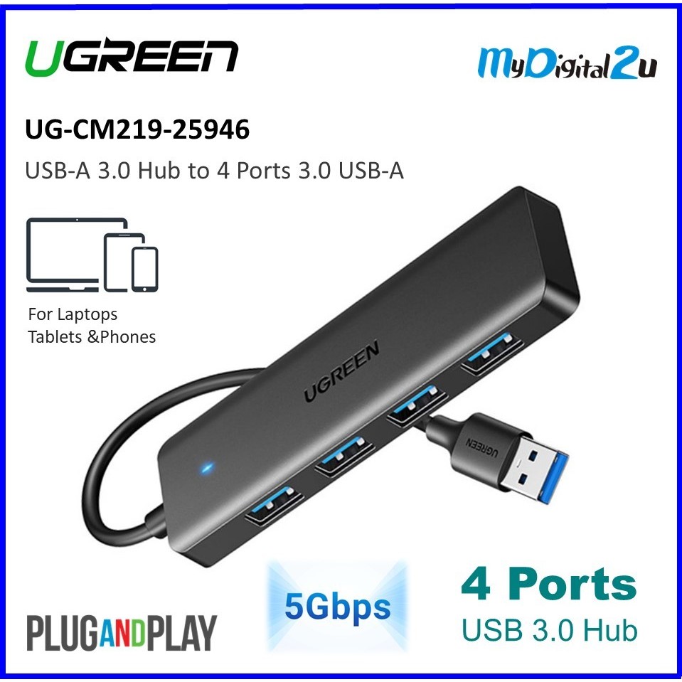 UGREEN *UG-CM219-25946 USB 3.0 Hub to 4-Ports USB 5Gbps Expander for ...