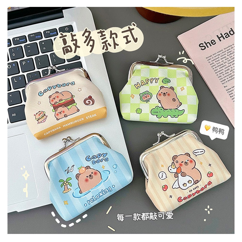 Capybara PU leather mini coins pouch bag accessories, dompet kecil ...