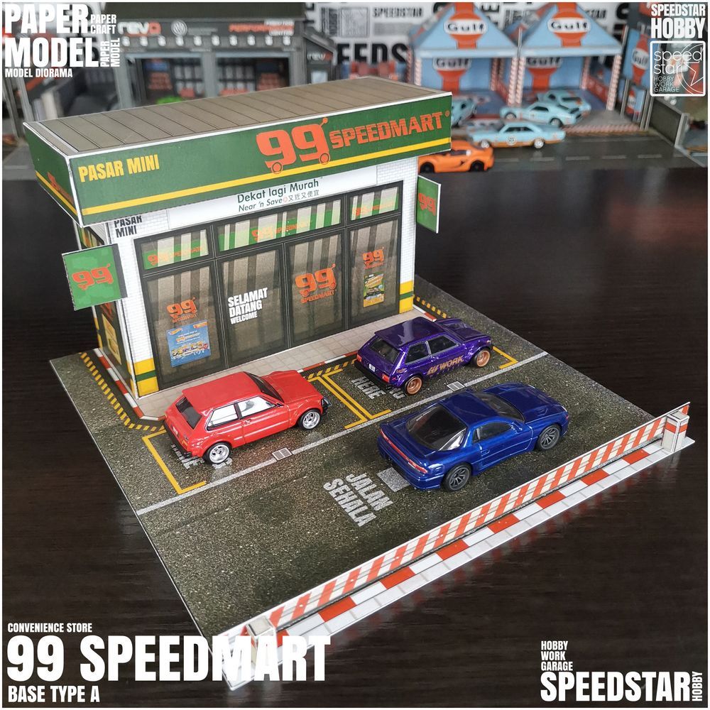 99 SPEEDMART 1:64 Paper Model - Base Type A - 19.5 X 19 CM | Shopee ...