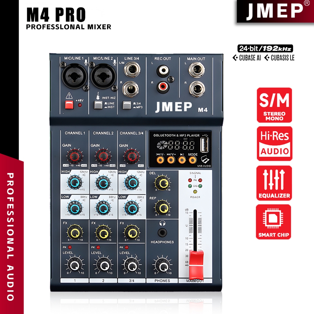 M4 PRO mixer, mini mixer supports Bluetooth/USB/PC/MP3 playback, mid ...