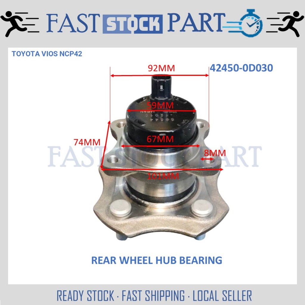 1PC REAR WHEEL HUB BEARING - 42450-0D030 TOYOTA VIOS NCP42 | Shopee ...