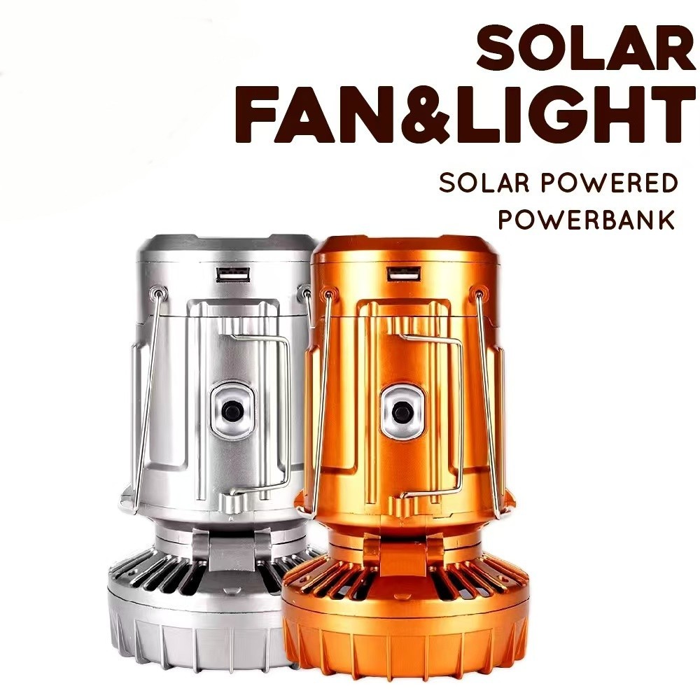 Solar Fan Light Camping Rechargeable Tent Lamp Lantern Outdoor Hiking ...