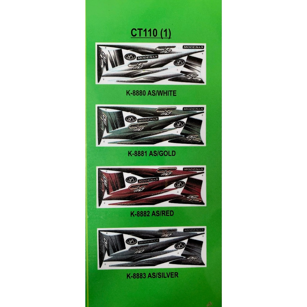 STICKER BODY STRIPE MODENAS CT110 (1) WHITE GOLD RED SILVER | Shopee ...