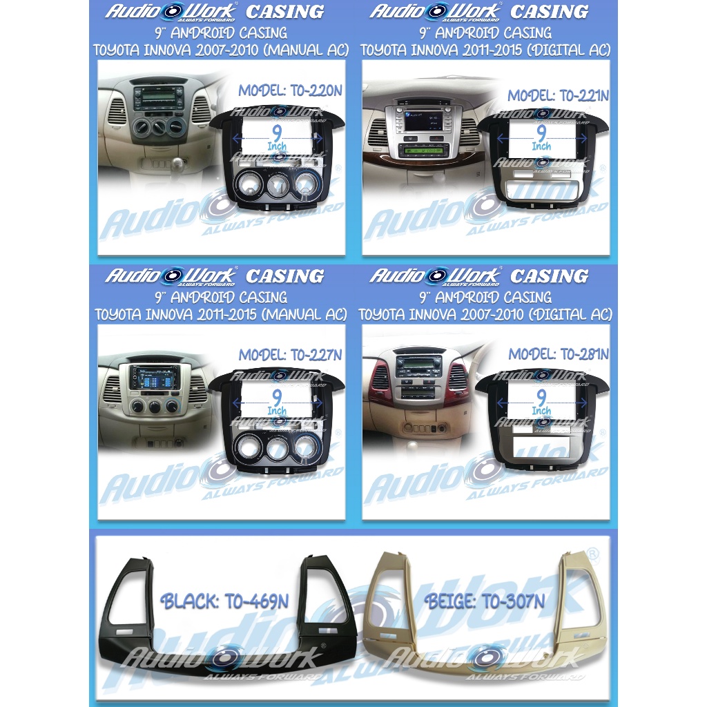 Toyota Innova 2007-2010 / 2011-2015 9 Inch Android Player Casing ...