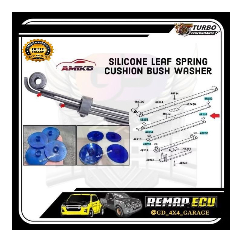 AMIKO Univers Leaf Spring Bush Washer Silicone Hilux Triton Ford Ranger ...