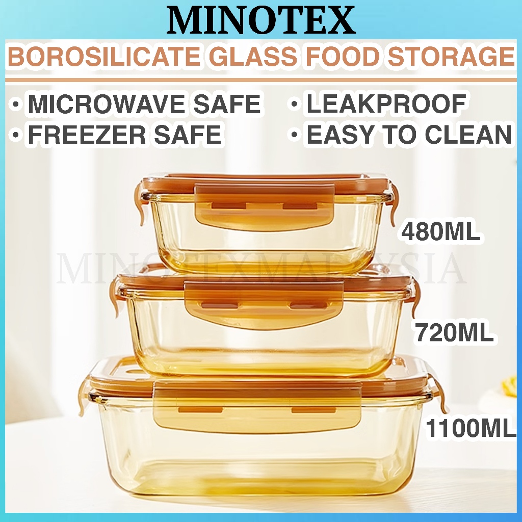Borosilicate Glass Food Storage Container –Microwave Safe, Leakproof ...