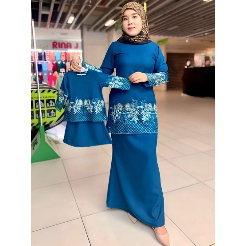 TEMA BAJU RAYA WARNA TEAL BLUE FAMILY SET | Shopee Philippines