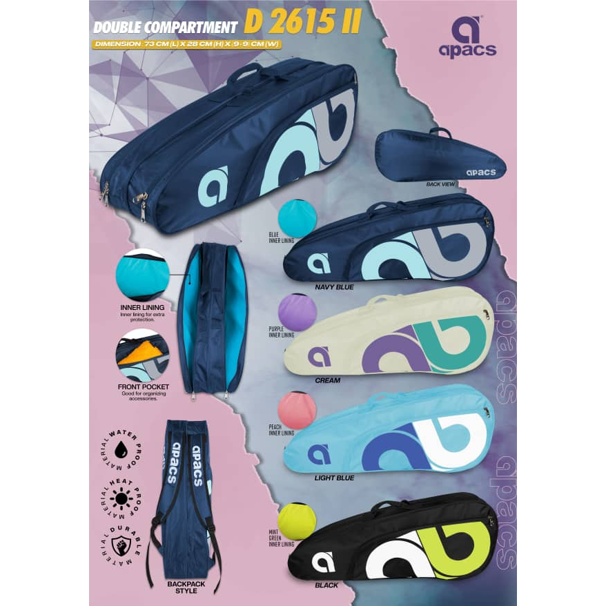 APACS Double Compartment Badminton Bag D2615 - II | Shopee Philippines