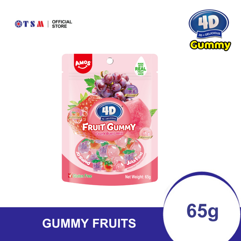 AMOS 4D GUMMY FRUITS 65G | Shopee Philippines
