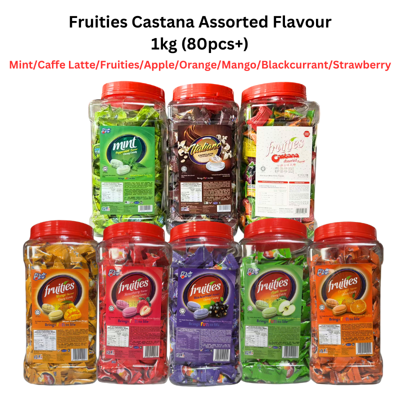 *Halal* Fruities Castana Assorted Flavour 1kg (300pcs+) Mint / Caffe ...