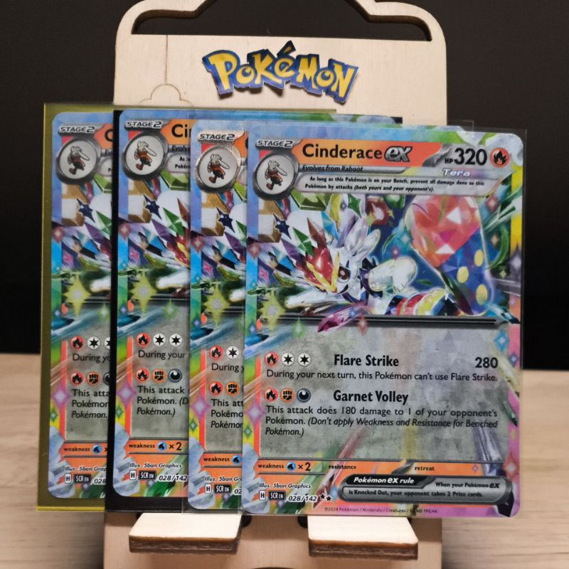 Cinderace EX + Raboot + Scorbunny Playset Pokemon PTCG SV7 Stellar ...