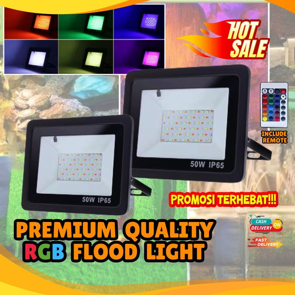 Outdoor LED Flood Light RGB Flood light merah biru hijau 50W Spotlight ...