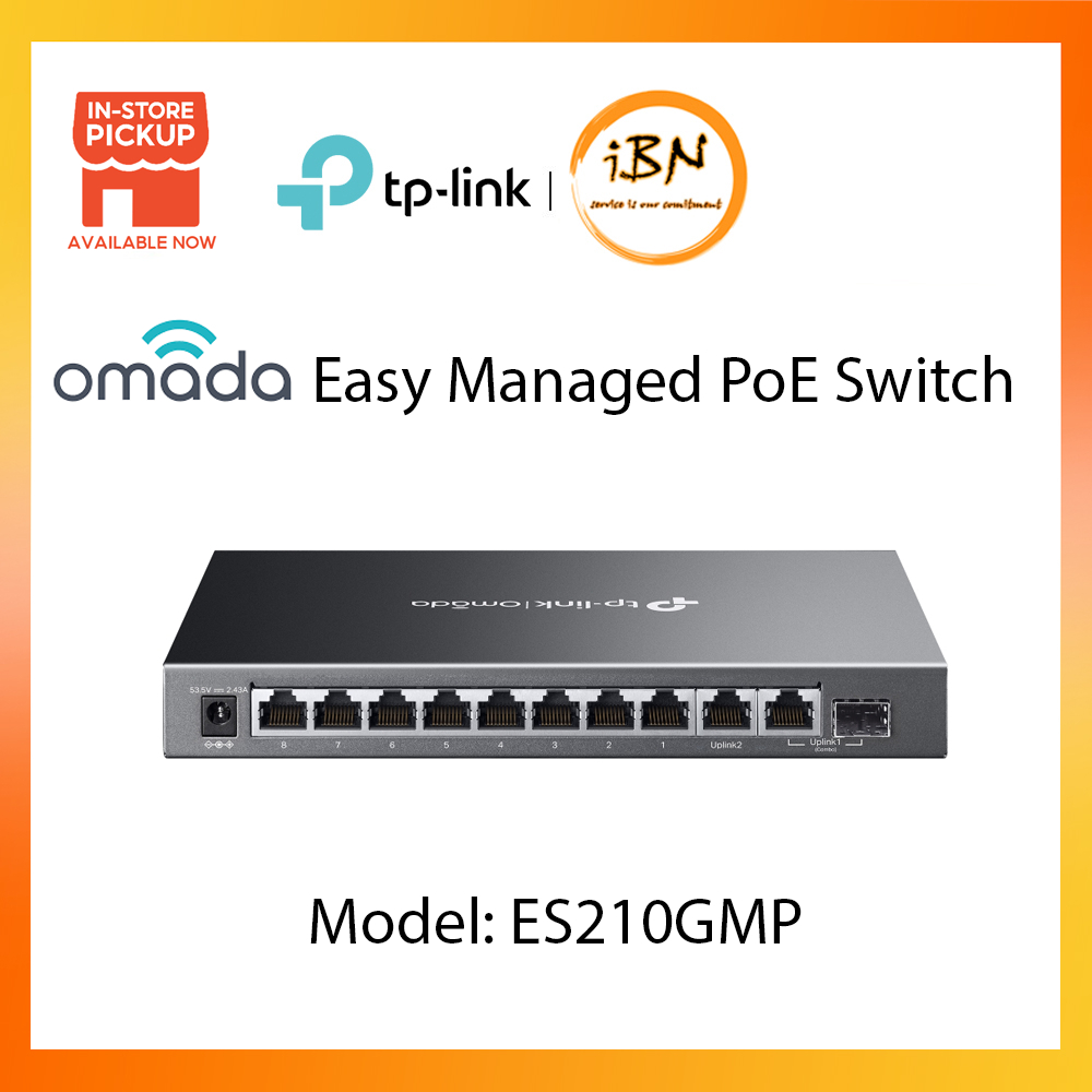 TP-Link ES210GMP Omada 10-Port Gigabit Easy Managed Switch with 8-Port ...