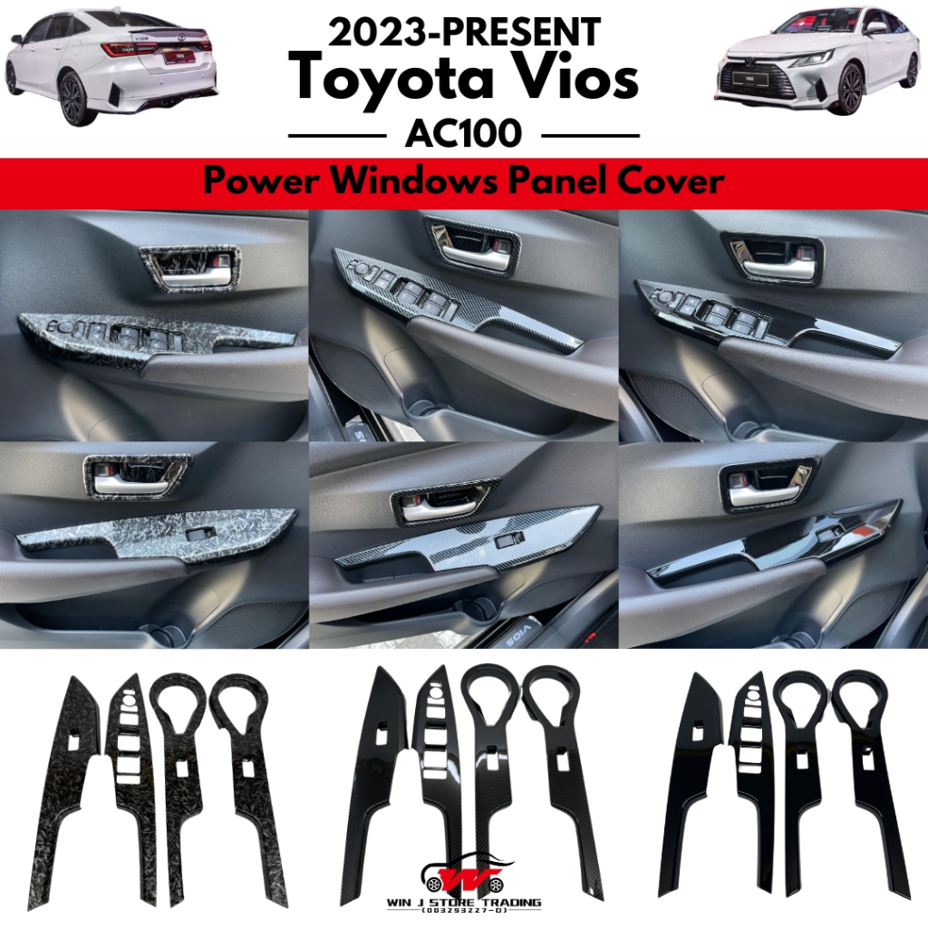 Toyota Vios Gen4 AC100 2023-2025 Carbon Trim/Glossy Black Power Windows ...