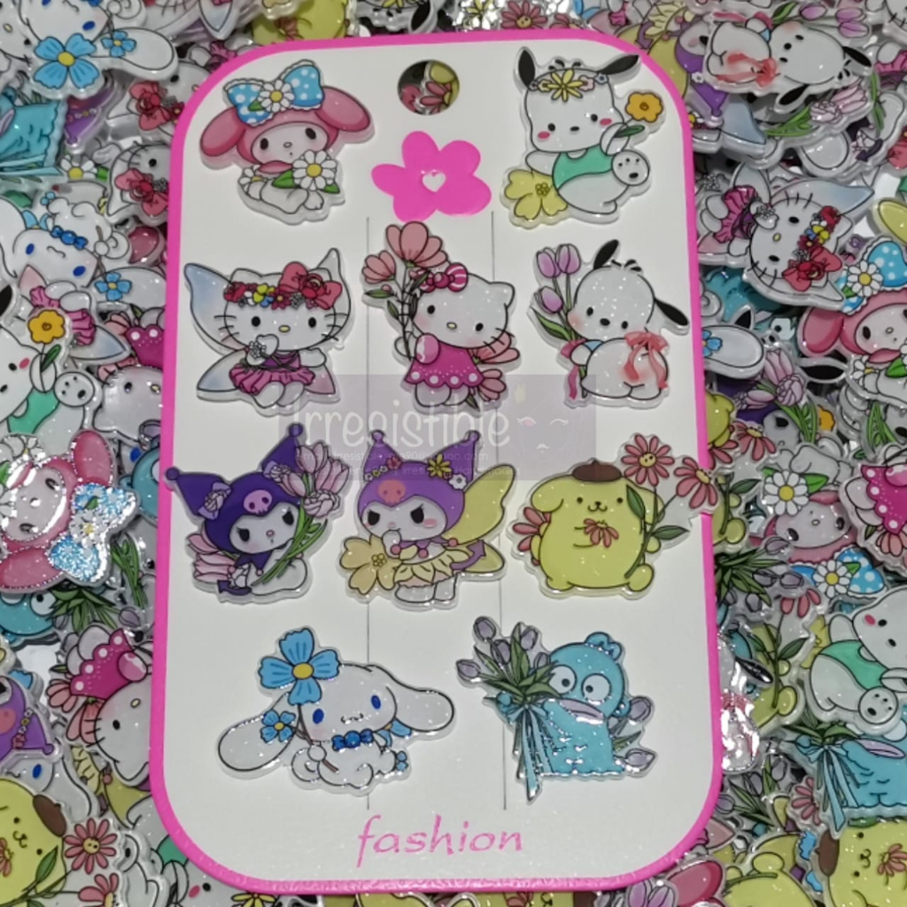 20pcs Sanrio Family Flower Cartoon 1 sided Acrylic Handmade DIY ...