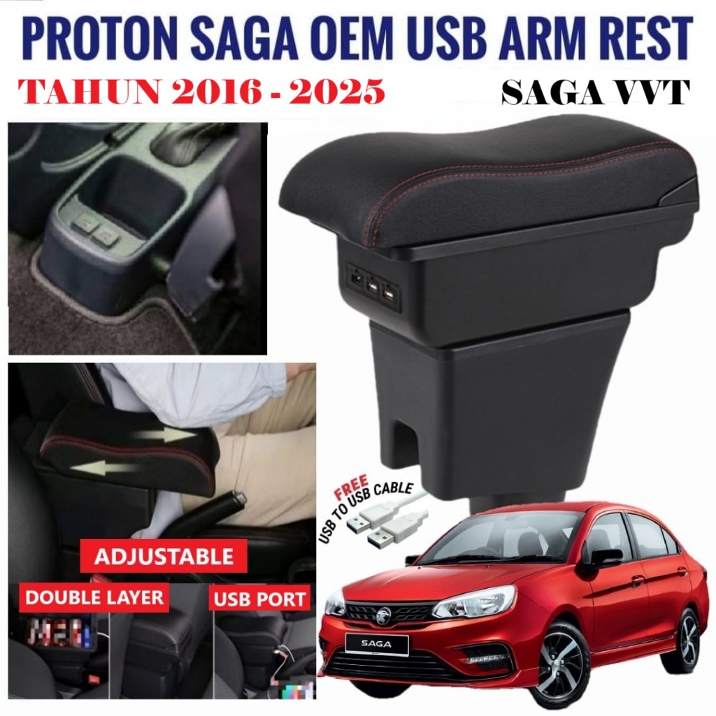 Car Armrest Saga VVT USB Arm Rest Storage Box Organizer Seat Cushion ...