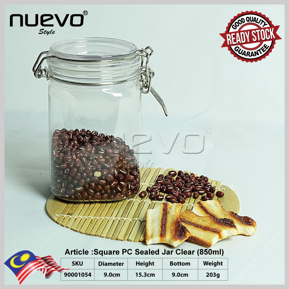 NUEVO 850ml Balang Kedap Udara Lutsinar PC 透明密封罐 PC Transparent ...