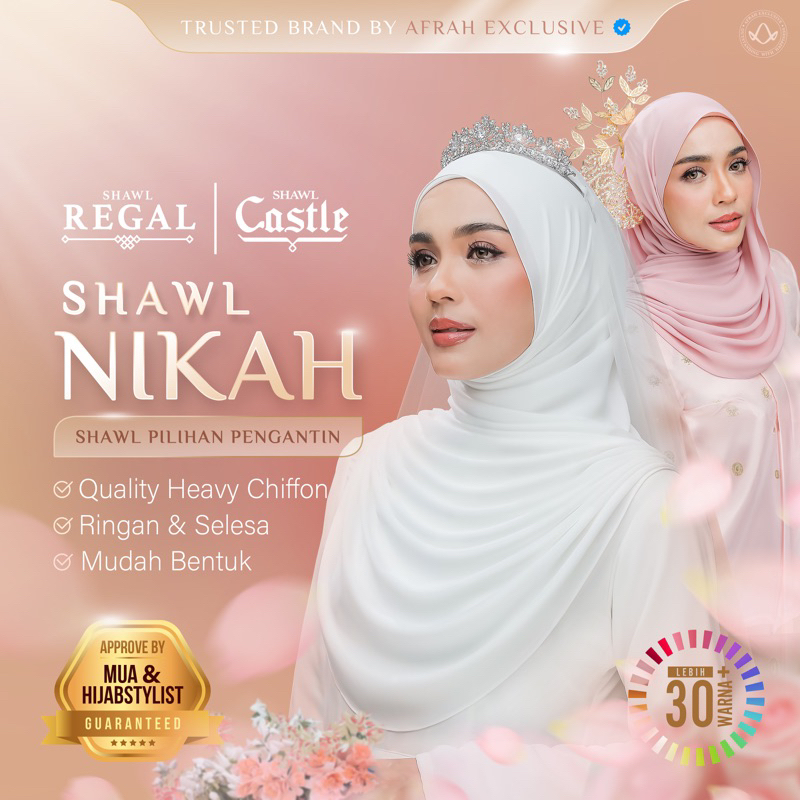 SHAWL NIKAH REGAL Segi Tiga Curve Flowy & SHAWL CASTLE Shawl Basic ...