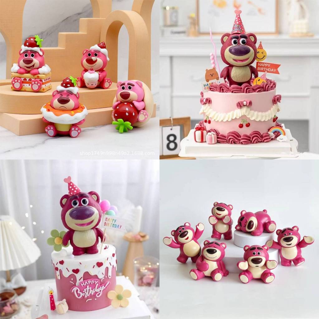 【JS Bakery Store】Strawberry Bear Theme INS Bear Pink Bear Toy Story ...