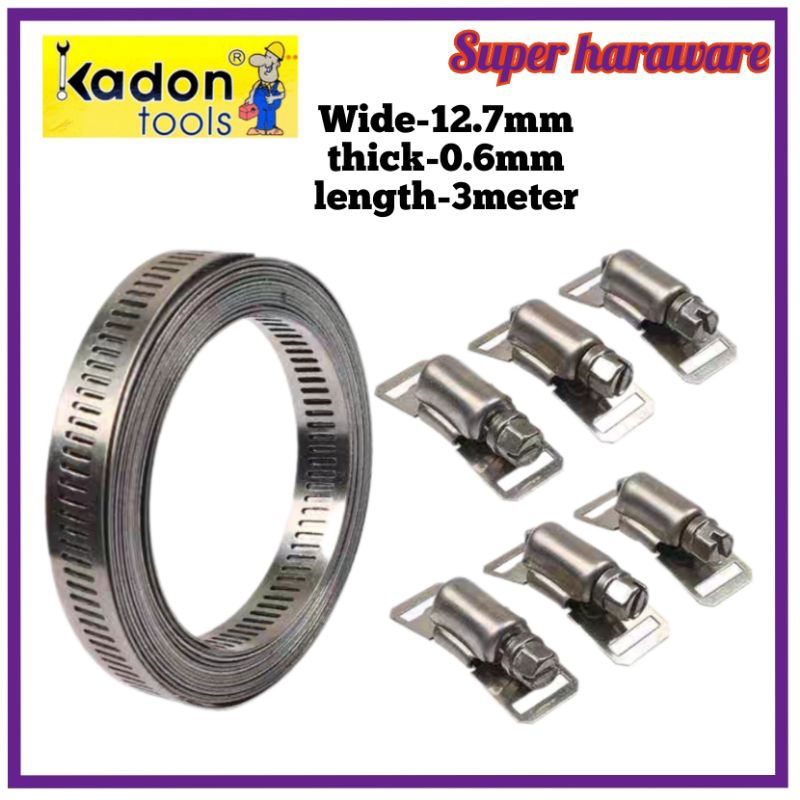 304 Stainless Steel Worm Clamp Hose Clamp Strap with Fasteners ...