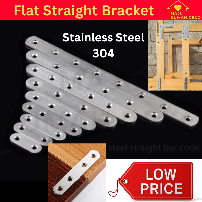 MAJU Stainless Steel Flat Straight Bracket Joining Bracket sesiku besi ...
