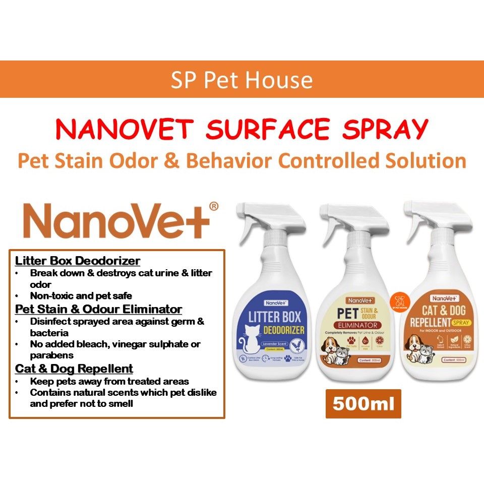 Nanovet Litter Box Deodorizer Spray 500ml / Cat & Dog Repellent Spray ...