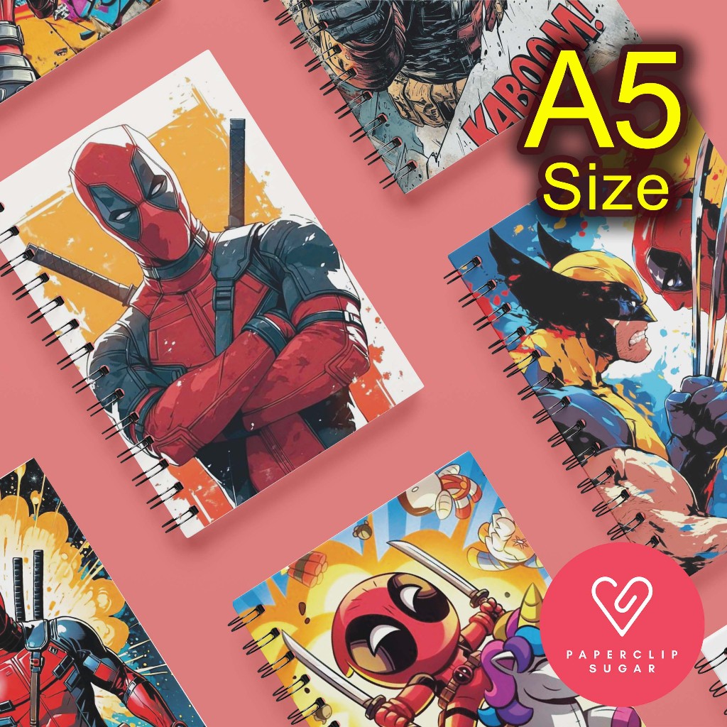 Cartoon Marvel Deadpool Wolverine A5 Notebook 100pgs / Journal / Buku ...
