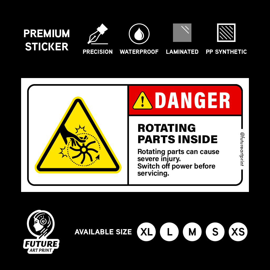 Rotating Parts Inside. Safety Sticker. Warning Caution Danger Sign ...