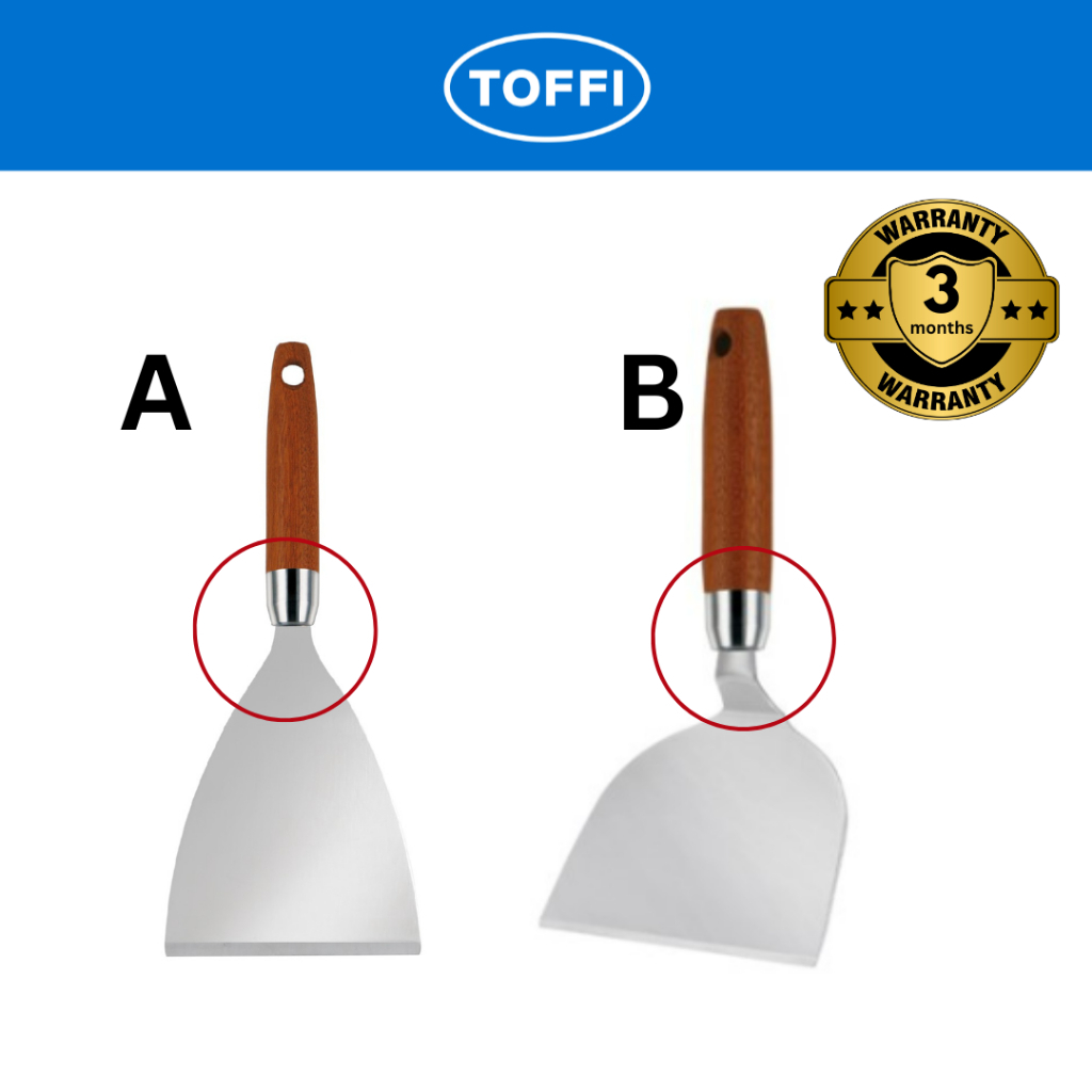 Stainless Steel Teppanyaki Turner Wooden Handle Cooking Scraper Griddle ...