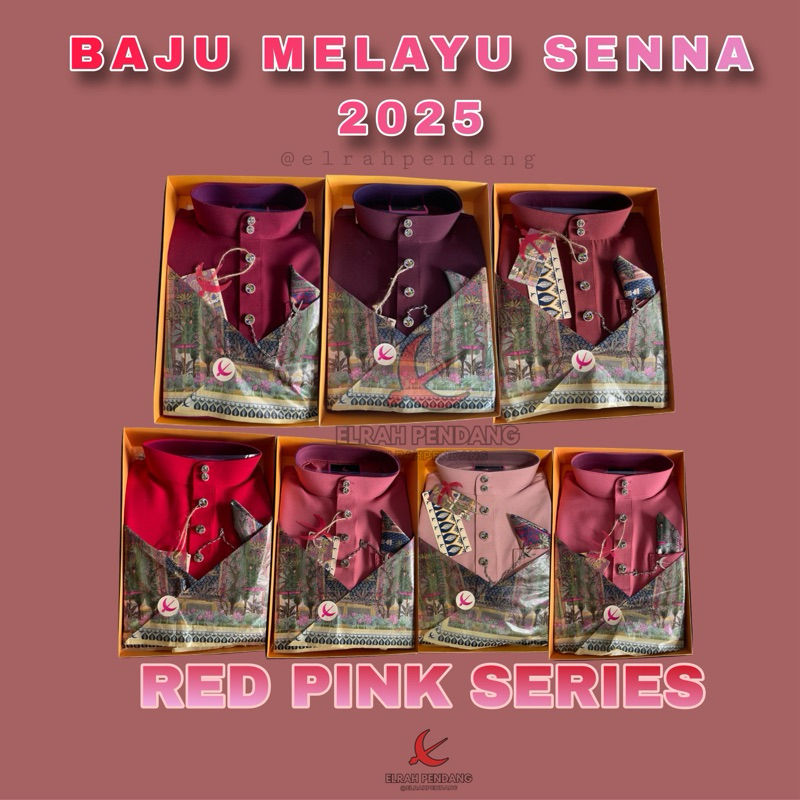 BAJU MELAYU SENNA 2025 BY ELRAH EXCLUSIVE ( RED PINK SERIES ) | Shopee ...