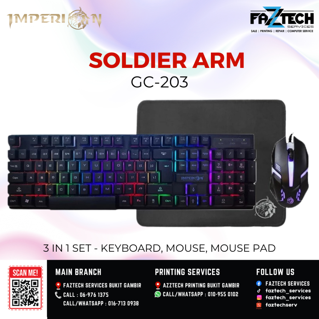 IMPERION GC-203 SOLDIER ARM Gaming Combo Keyboard with Mouse | Shopee ...