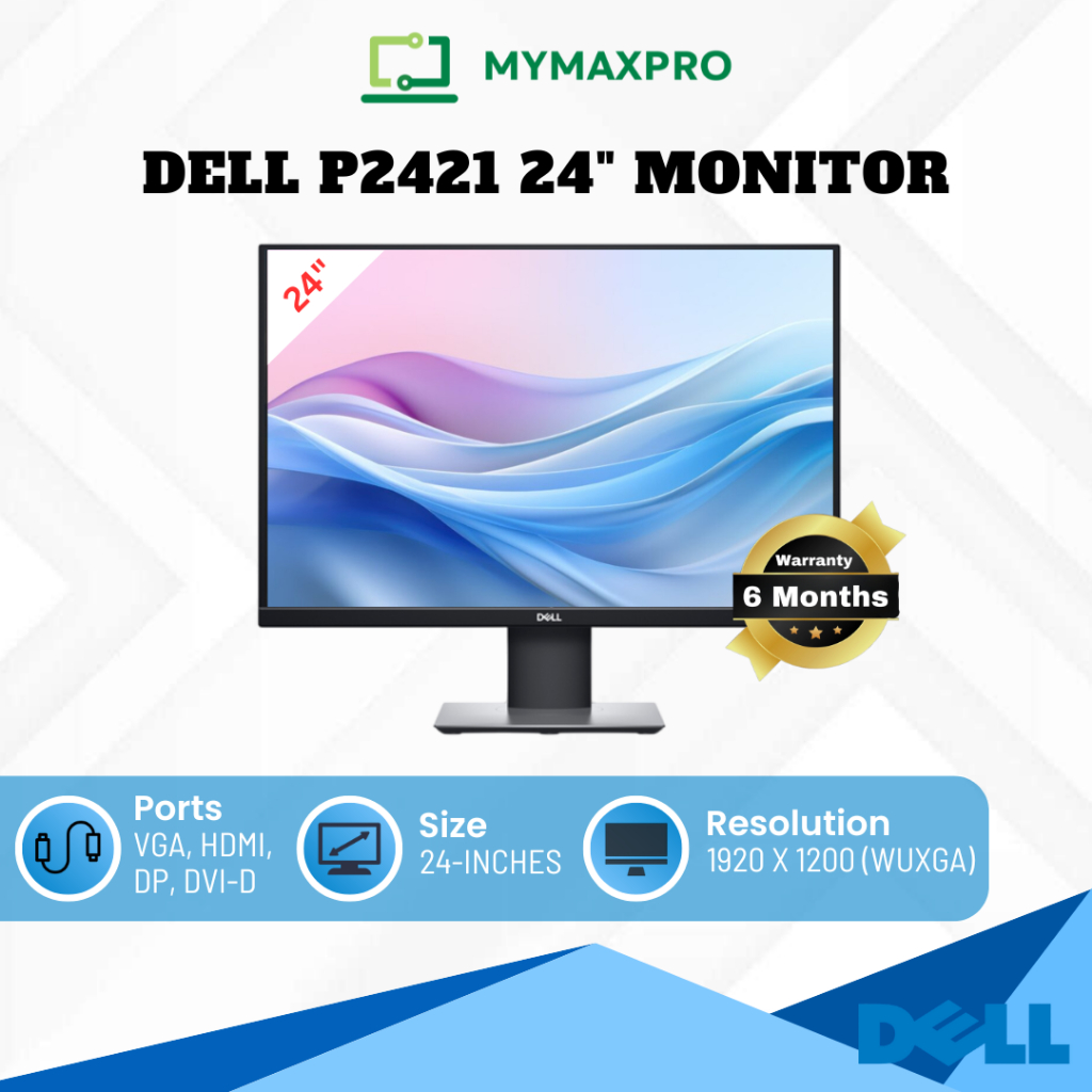 Dell P2421 24" LED Wide Monitor 24-inch 1920x1200 WUXGA 1080P+ VGA HDMI ...