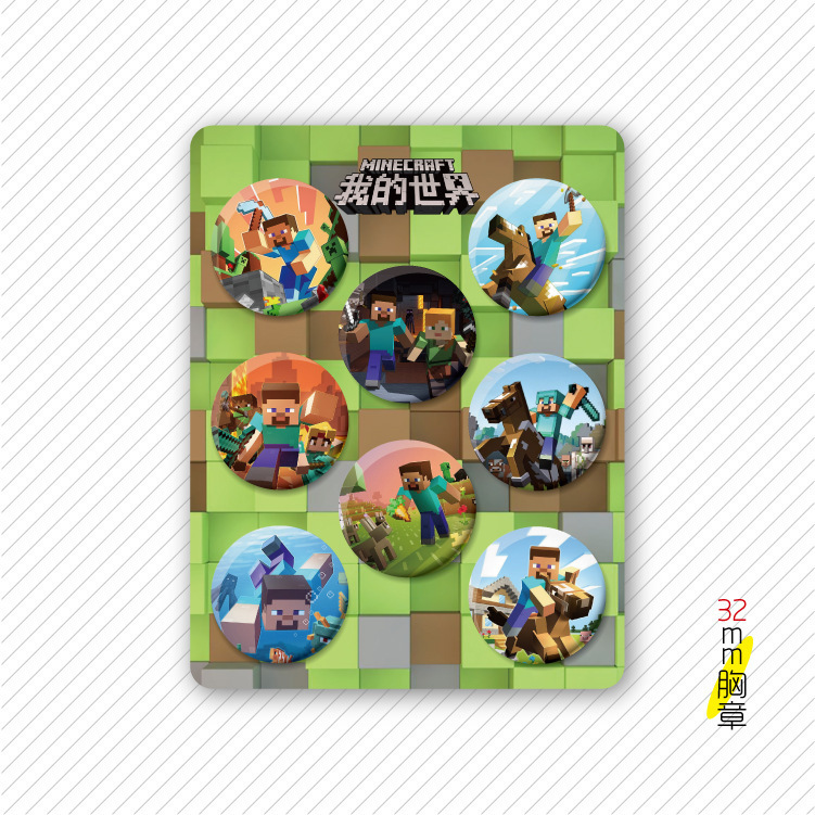 32mm Button Badge with Pin Minecraft creeper alex steve blaze party ...