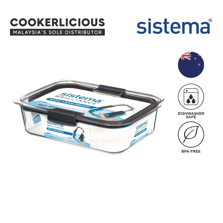 Sistema 2L Brilliance Food Storage - Leak-Proof, Microwave Safe (Clips ...