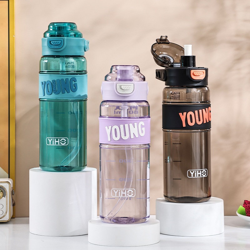 1000ML Motion Ins Drinking Water Bottle With Straw BPA FREE Plastic PC Bottle Botol Air Minuman ...