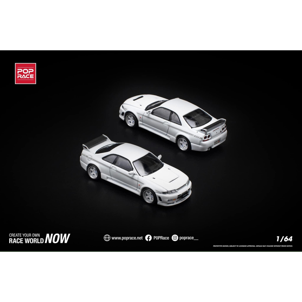 POPRACE 1:/4 Diecast Model Car - Nissan GT-R R33 Nismo 400R - White ...
