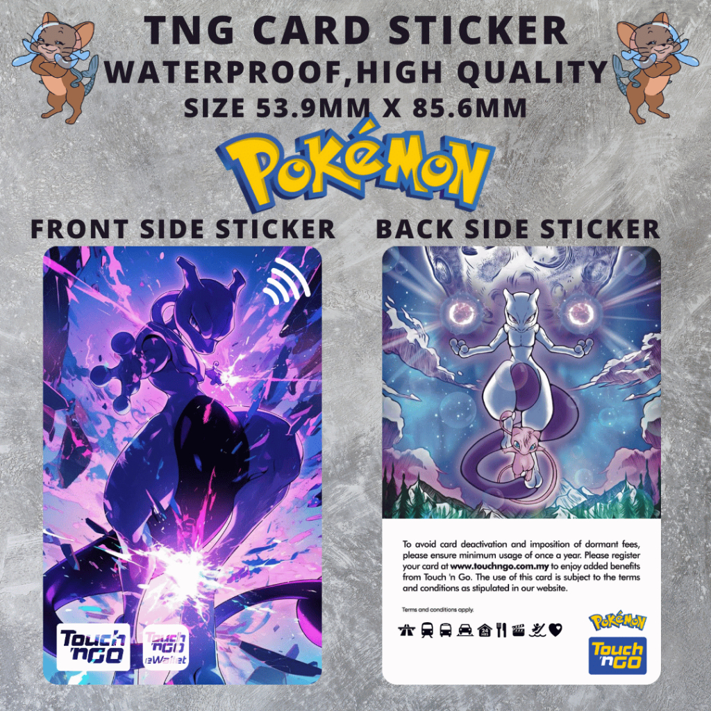 Pokemon Mewtwo - Card Sticker/Touch n Go Card Sticker Cover | Shopee ...