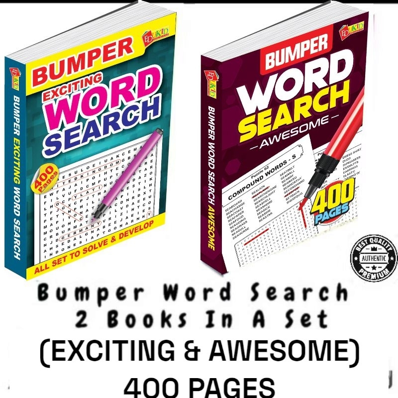 400 Puzzle Bumper Word Search/2 Books/Awesome & EXCITING/Hobby/IQ Game ...
