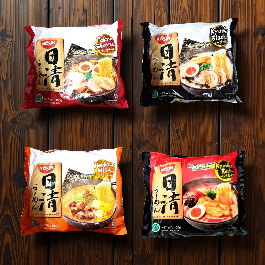 Nissin Japanese Ramen Instant Noodles–4 Flavors (Tokyo Shoyu, Kyushu ...