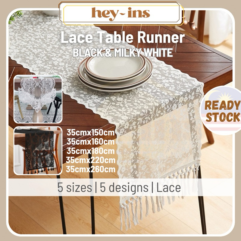 White/Black Lace Table Runner Table Decoration Romantic Table Setting ...