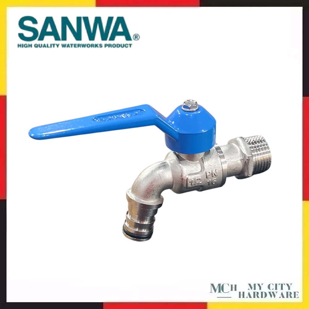 Sanwa 1/2'' Stainless Steel Handle Brass Fancy Ball Valve Bib Tap ...