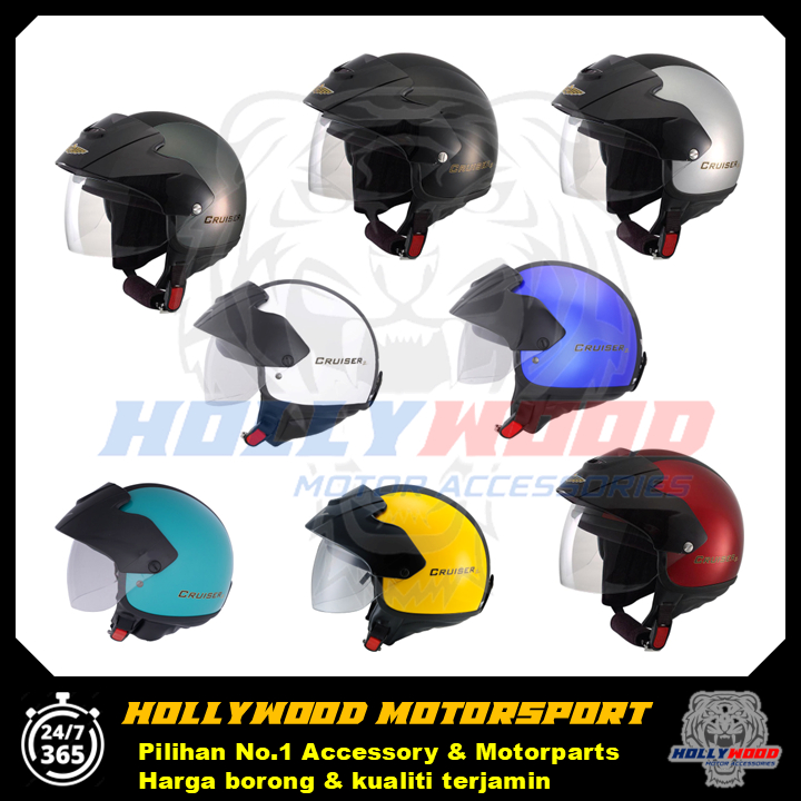 HELMET SGV CRUISER VISOREX TOPI KELEDAR SIJIL SIRIM APPROVED FREE SIZE ...