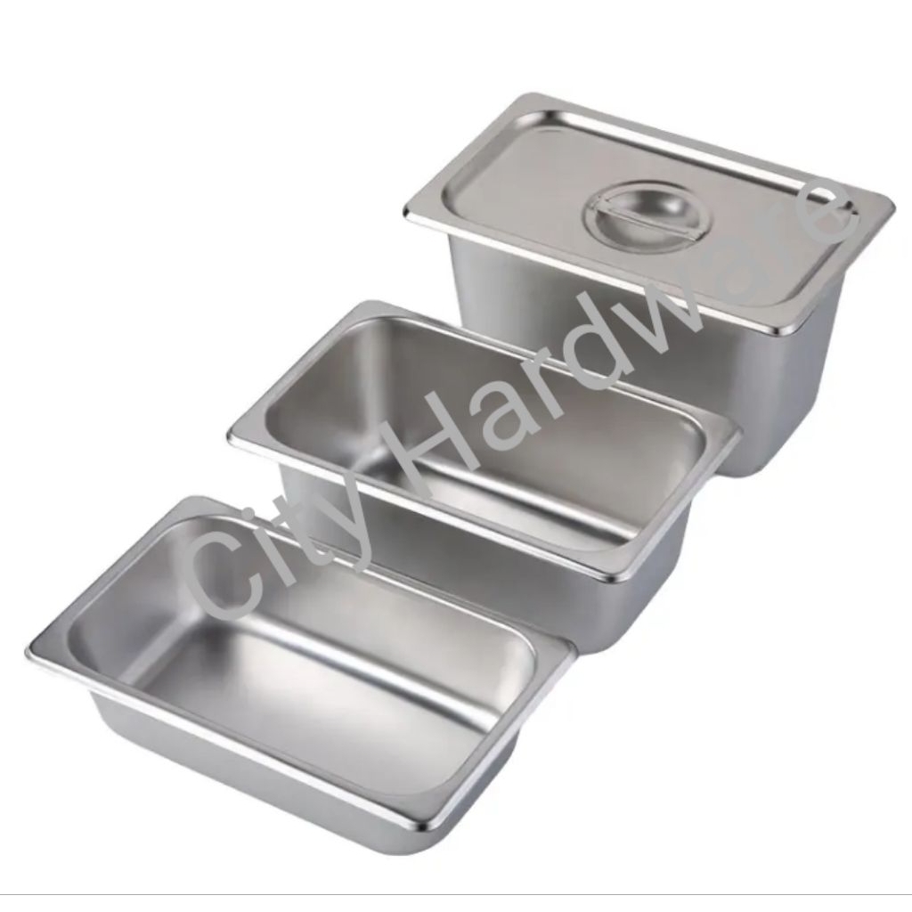 Stainless Steel 1/4 Buffet Food Pan Chafing Dish Cover/ Tray Makanan ...